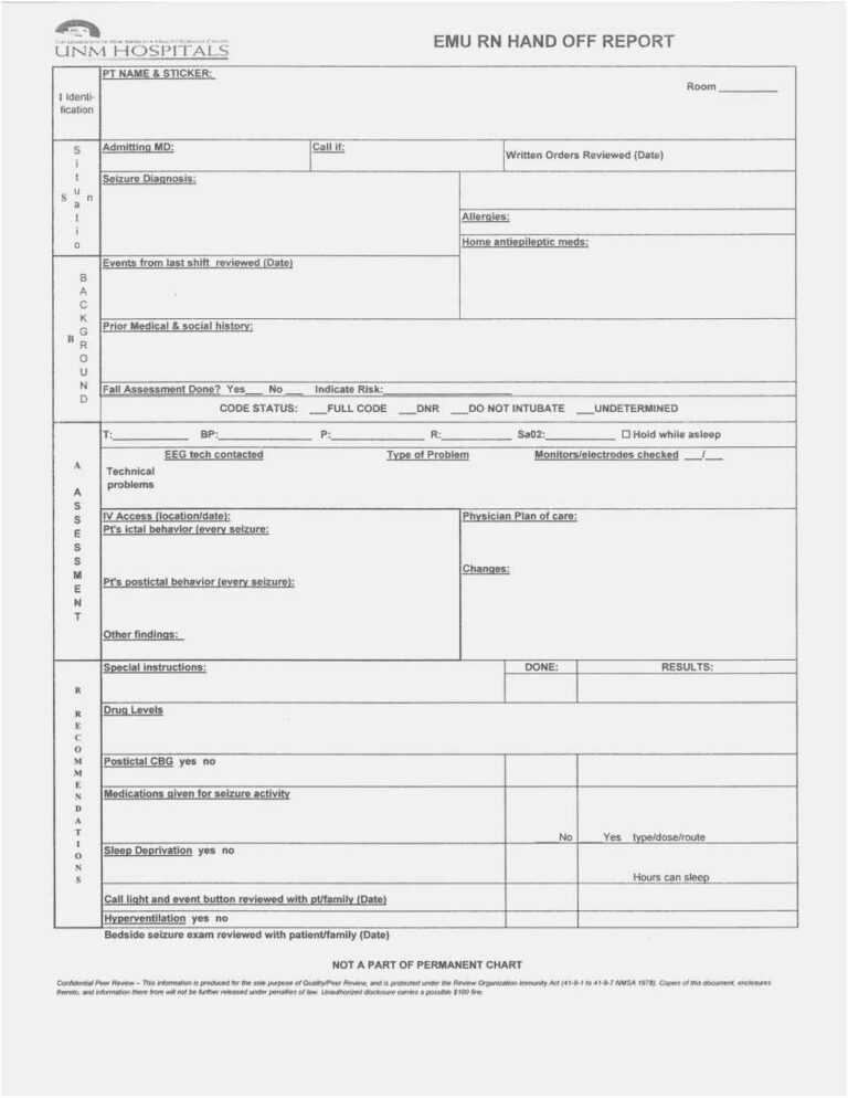 Free Collection Nursing Shift Change Report Sheet Elegant pertaining to ...