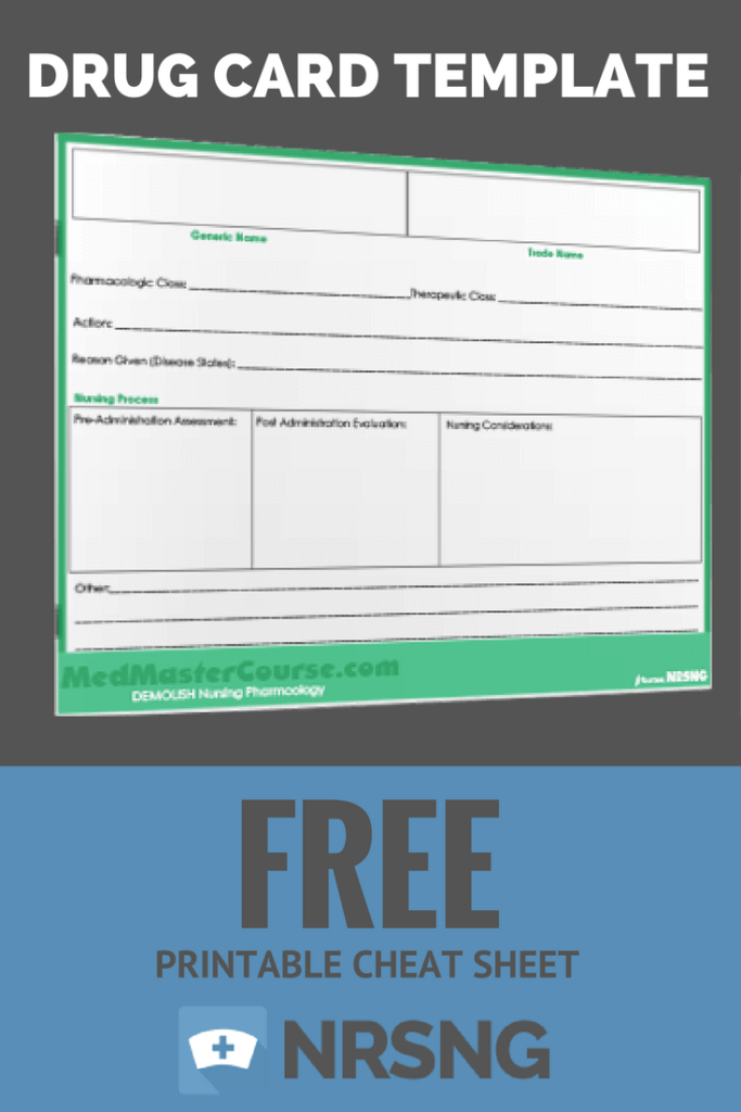 Free Printable Cheat Sheet | Drug Card Template | Nursing within Med ...