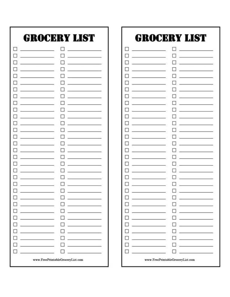 Free Printable Grocery Lists 016 List Templates Shopping regarding ...