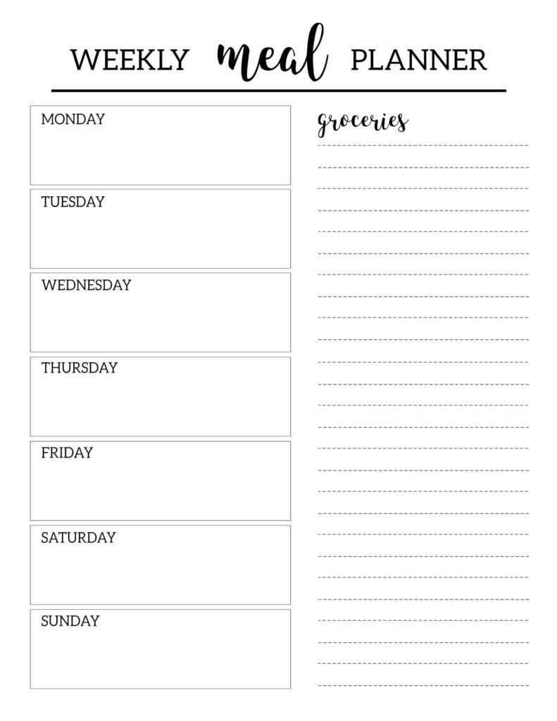 Free Printable Meal Planner Template | Printables | Meal throughout ...