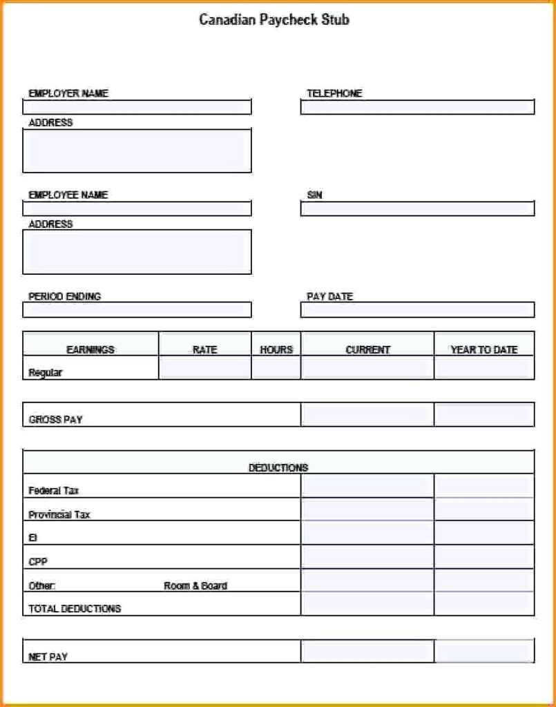 Free Printable Paycheck Stub Templates Pay Template Canada intended for ...