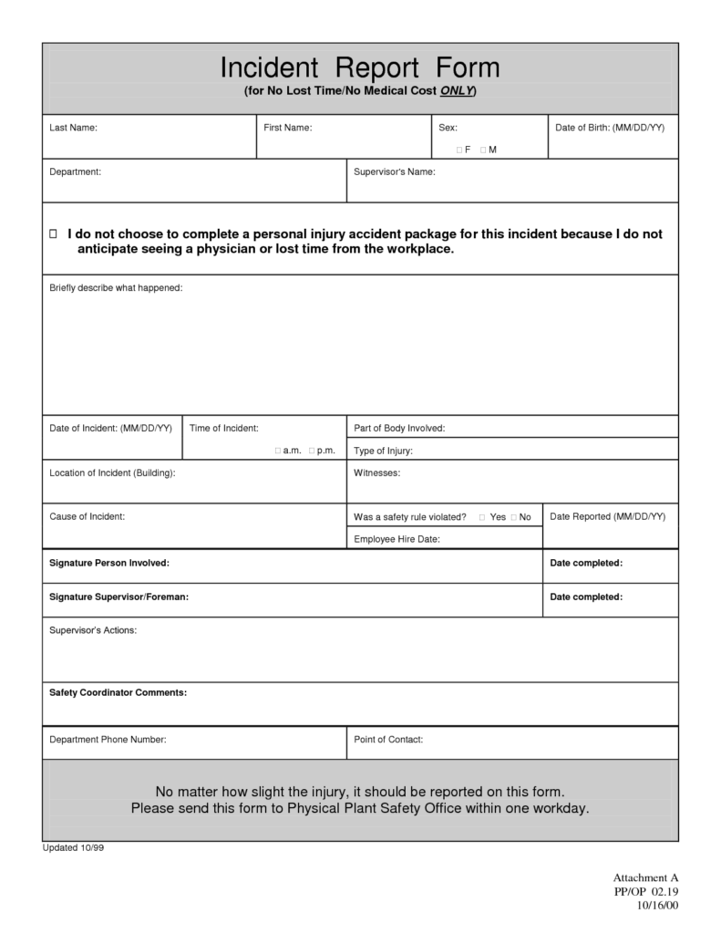 Free Workplace Incident Report Form Template – Hizir in Customer Incident Report Form Template ...
