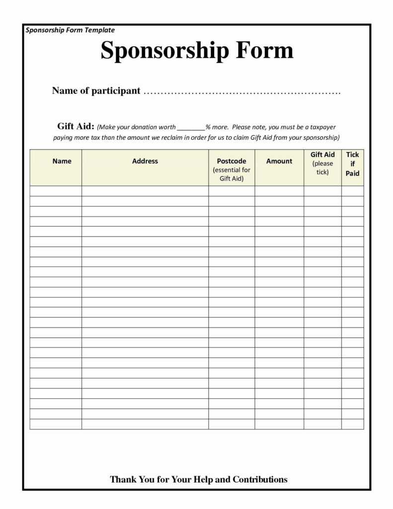 Fun Run Sponsorship Form Template – Locksmithcovington Template for ...