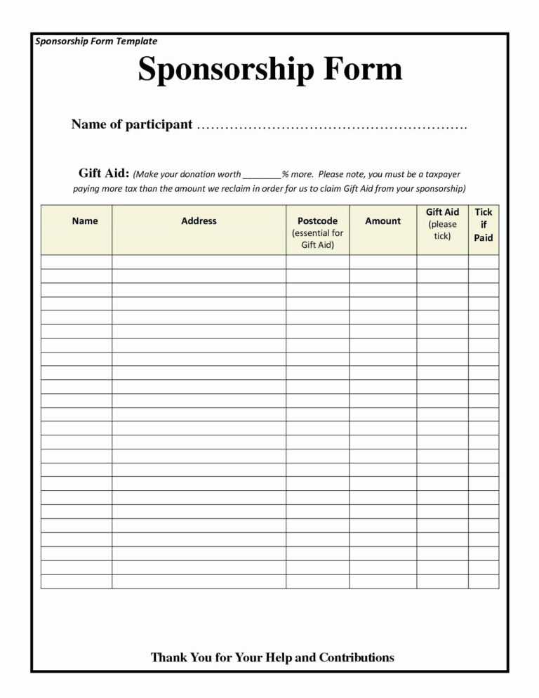 Fun Run Sponsorship Form Template – Locksmithcovington Template ...