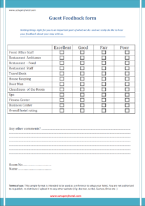 Guest Feedback Format Sample | Hotels |Resorts | Ann Van with Word ...