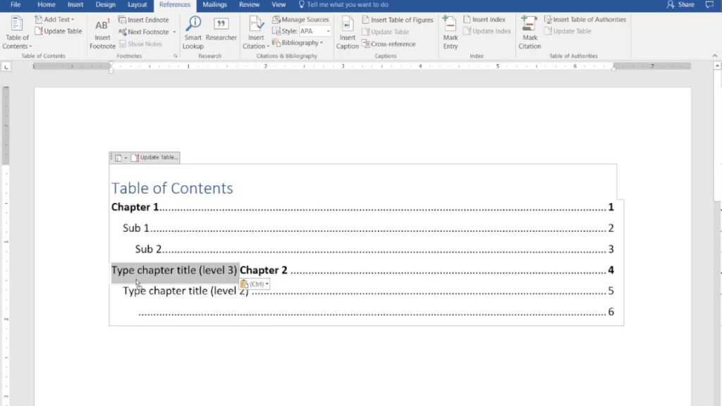 How To Create A Manual Table Of Contents In Word 2016 throughout ...
