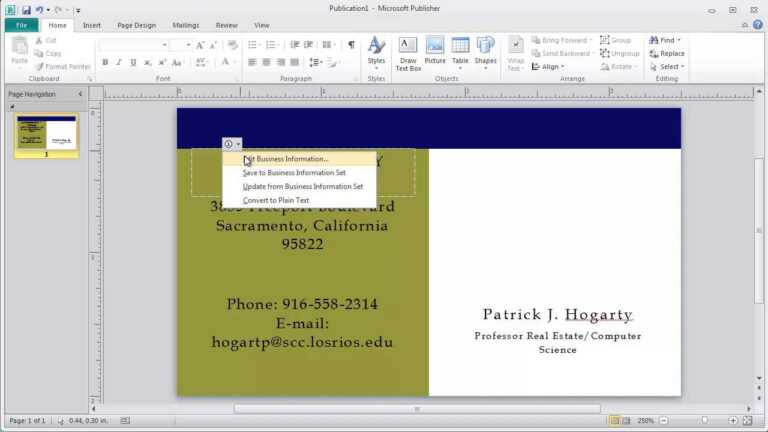 How To Use Microsoft Publisher Templates To Create A Business Card ...