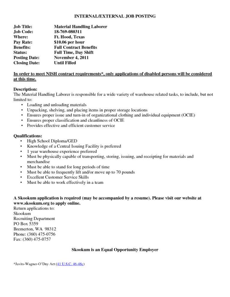 Ideas Examples Internal Job Posting Customer Example Letter throughout ...