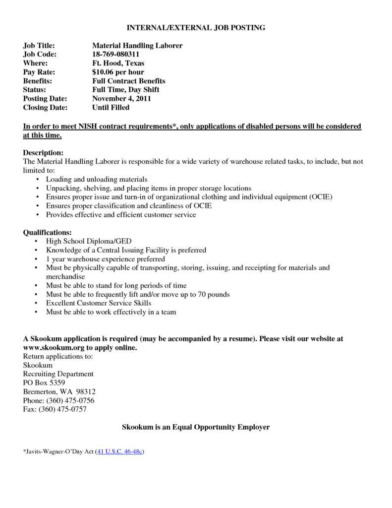 Ideas Examples Internal Job Posting Customer Example Letter throughout ...