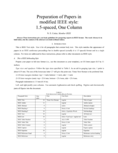 Ieee Format Modified For Single-Column, Double throughout Template For ...