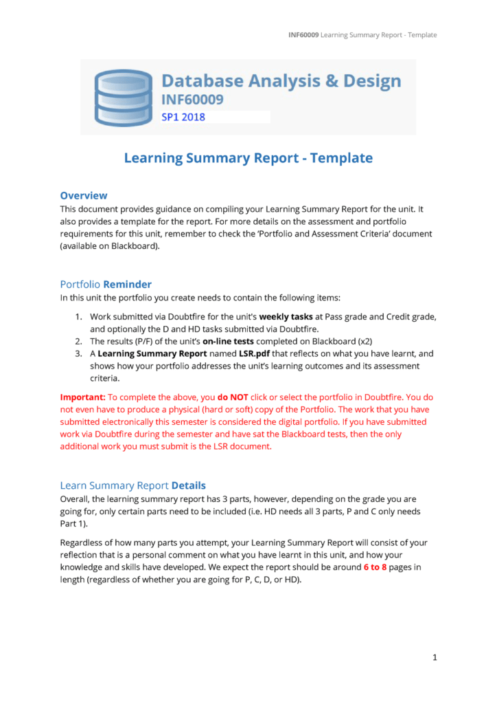 Inf60009 Lsr Template – Databas Learning Summary Report Throughout Work ... Inf60009 Lsr Template – Databas Learning Summary Report Throughout Work ...