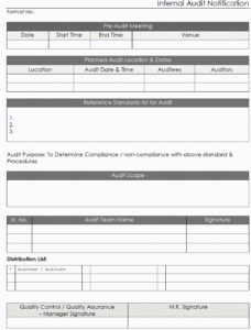 Internal Audit Notification Format Schedule Template Iso inside ...