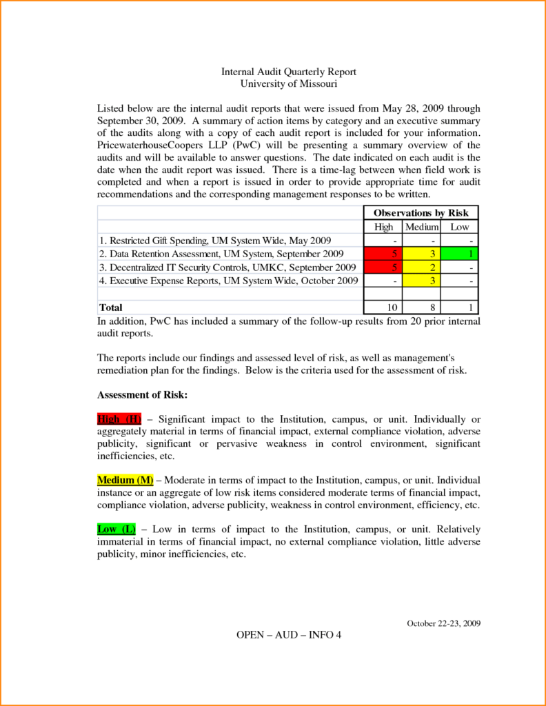 Internal Audit Report Sample Ppt In Word India Format in Internal ...