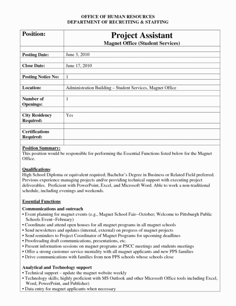 Internal Job Posting Template Word – Atlantaauctionco.com