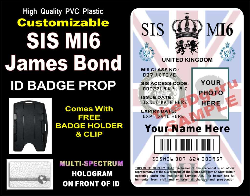 James Bond (Sis Mi6) Id Badge / Card Prop ~ Custom Printed With Your ...