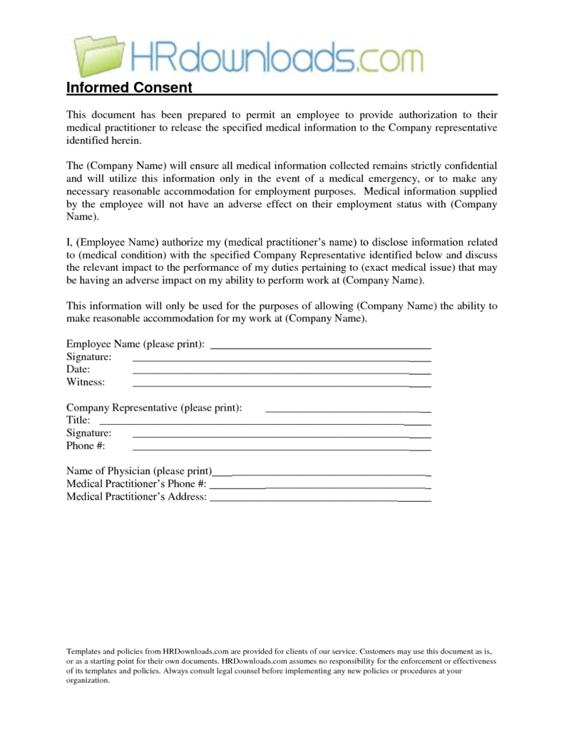 Medical Release Of Information Form Template. Authorization for Medical ...