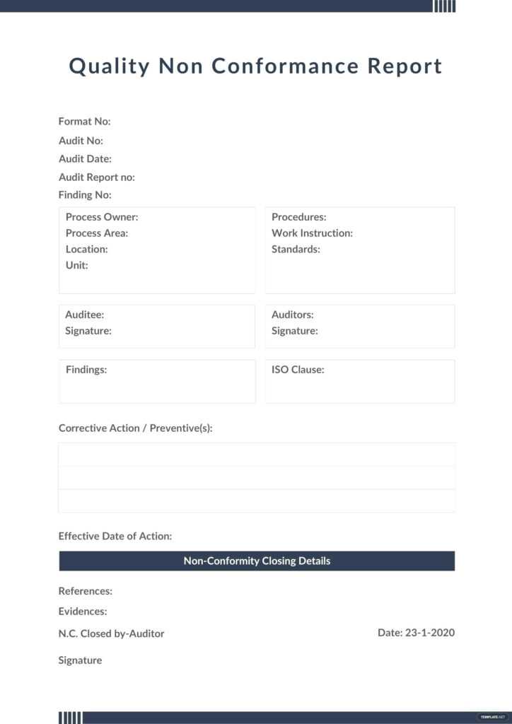 Non Conformance Report Template – Verypage.co throughout Quality Non ...