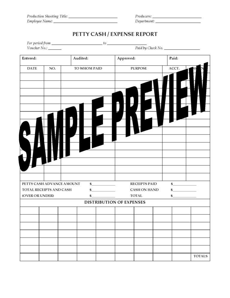 Petty Cash Expense Report For Film Or Tv Production in Petty Cash Expense Report Template ...