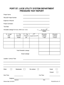 Pressure Test Format – Fill Online, Printable, Fillable throughout ...