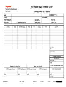 Hydrostatic Pressure Test Report Template – Atlantaauctionco.com