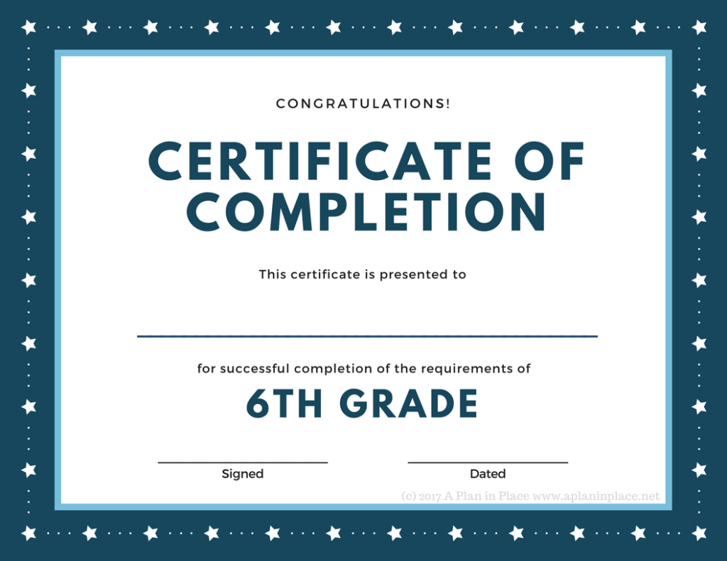 Printed Certificates with 5Th Grade Graduation Certificate Template ...