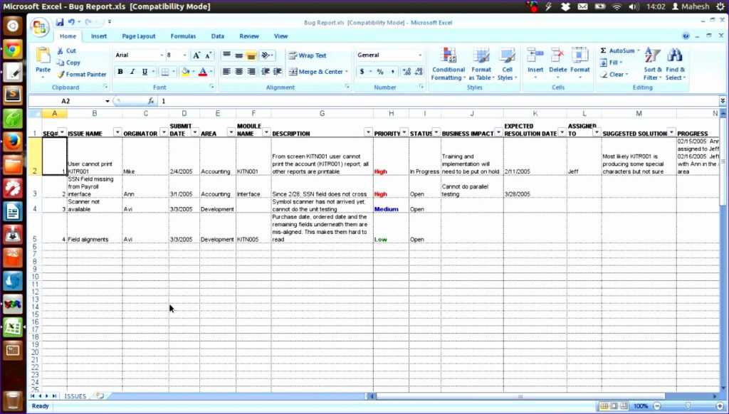 Project Issues Log Template Excel – Www.toib.tk With Software Test ...