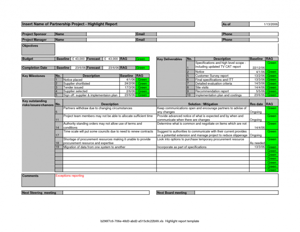 Project Management Report Late Excel Monthly Reports Lates within ...