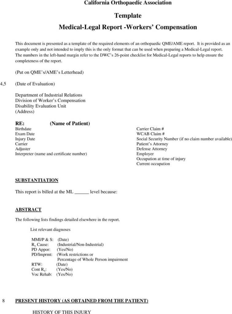 Qme Report Sample Template Medical Legal Workers inside Medical Legal ...