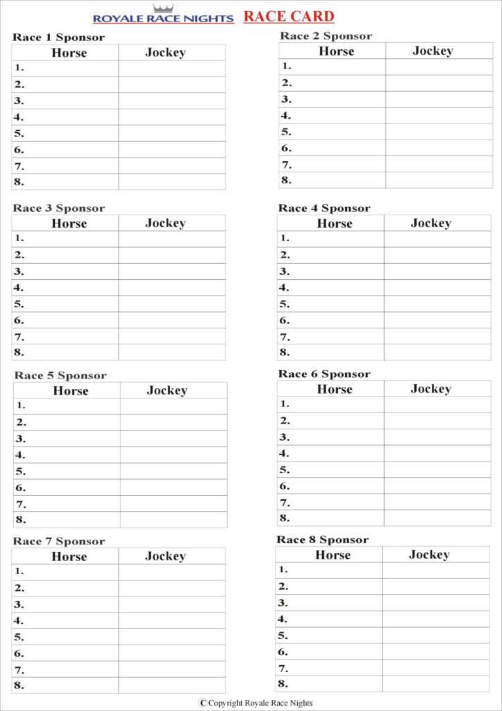 Race Night Race Card Template – Kanje for Sponsor Card Template ...