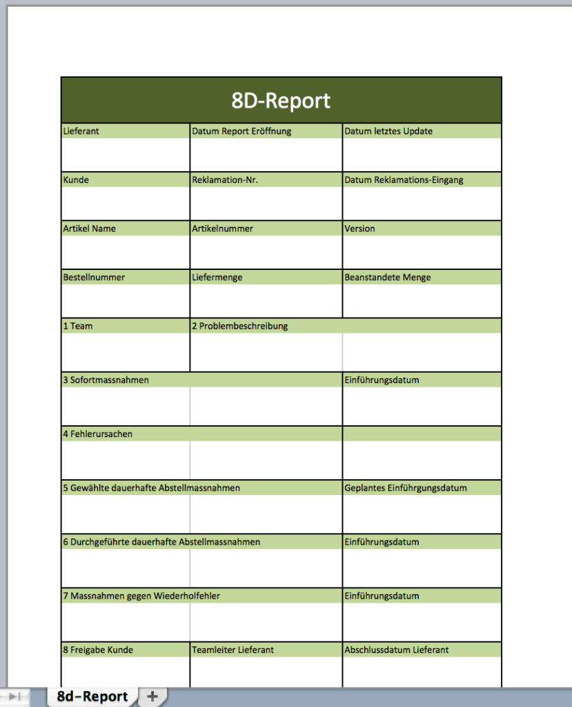 Report Te Pdf Free Download Ppt Xls Excel Problem Solving 8D in 8D ...