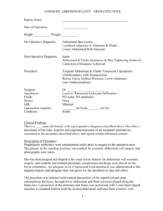 Sample Operative Note for Operative Report Template – Atlantaauctionco.com