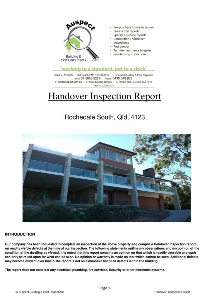 Sample Reports · Auspect Home Inspections inside Pre Purchase Building ...