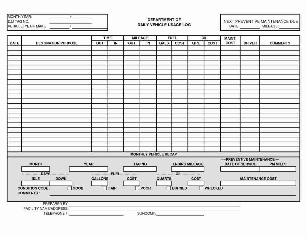 Schedule Template Driver Excel Vehicle Fleet Management Intended For