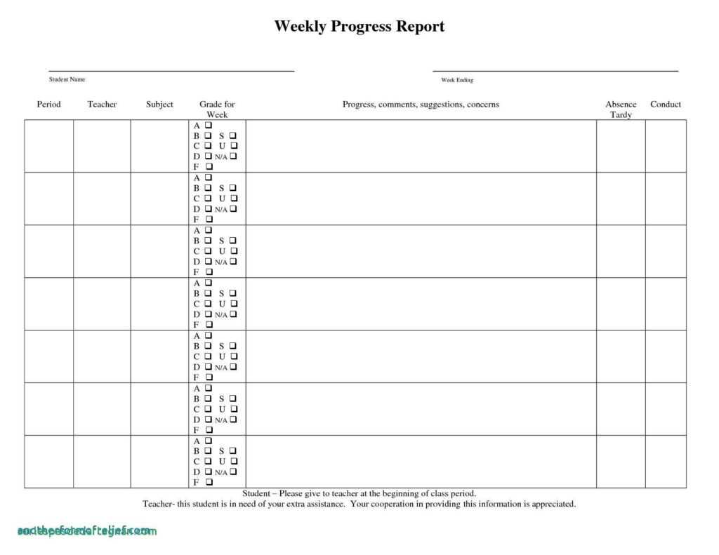 School Progress Report Template Elementary Student Format In with ...