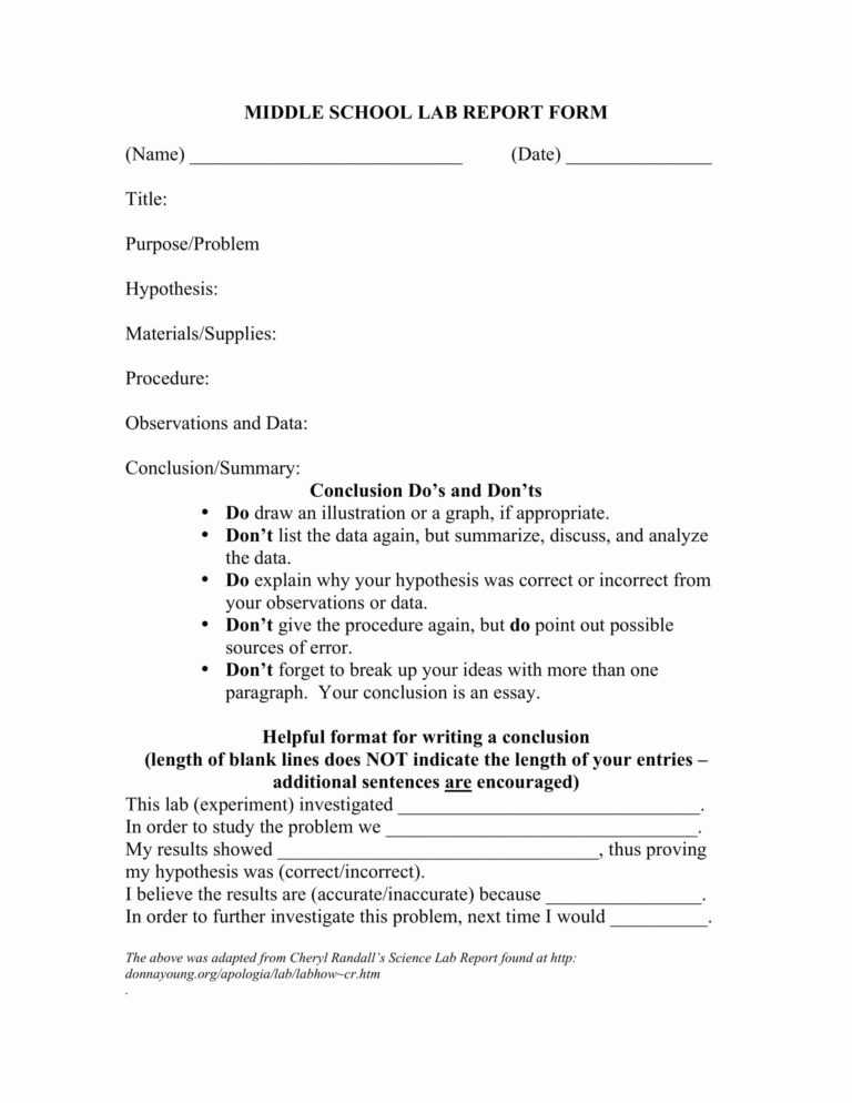 Science Lab Report Template Word Pdf Fair Example Middle regarding Lab ...