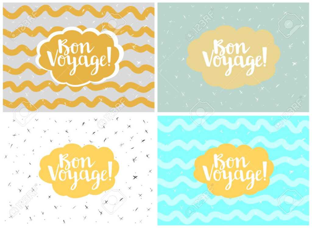 Set Of Four Cards, Vector Templates. Bon Voyage. with Bon Voyage Card ...
