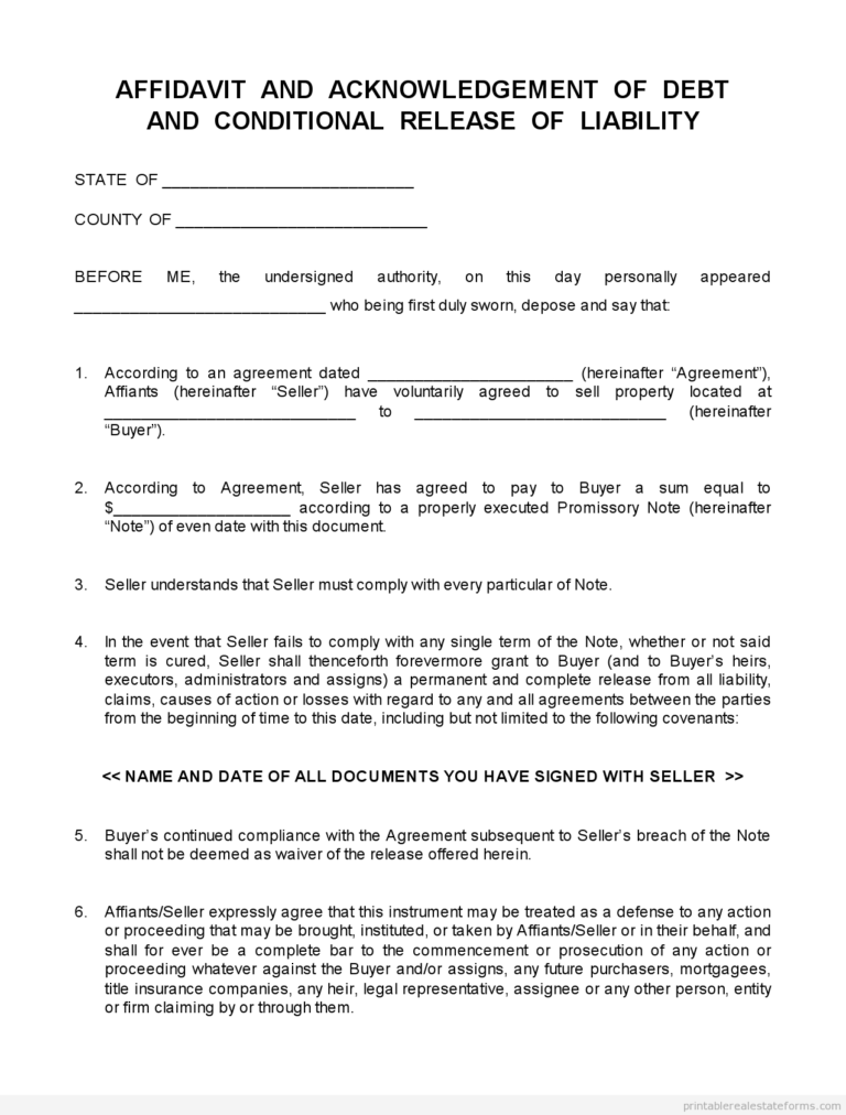Sle Printable Closing Disclosure Conditional Release 4 in Blank Legal ...