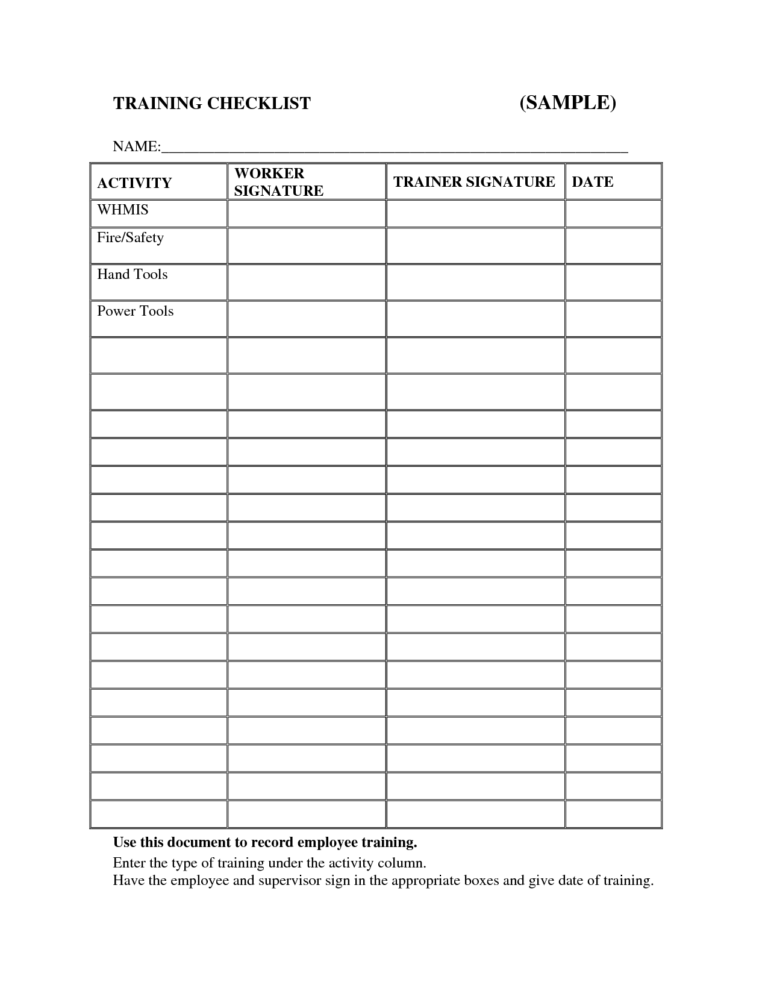 Trainingklist Template Word Excel Employee Safety Training within ...