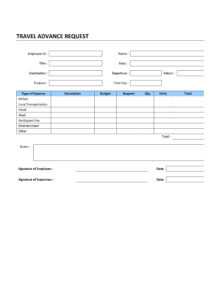 Travel Advance Request for Travel Request Form Template Word ...