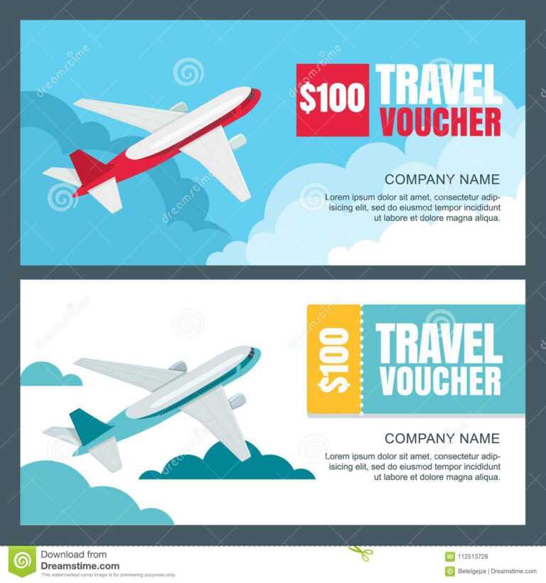 Vector Gift Travel Voucher Template. Flying Airplane In The for Free ...