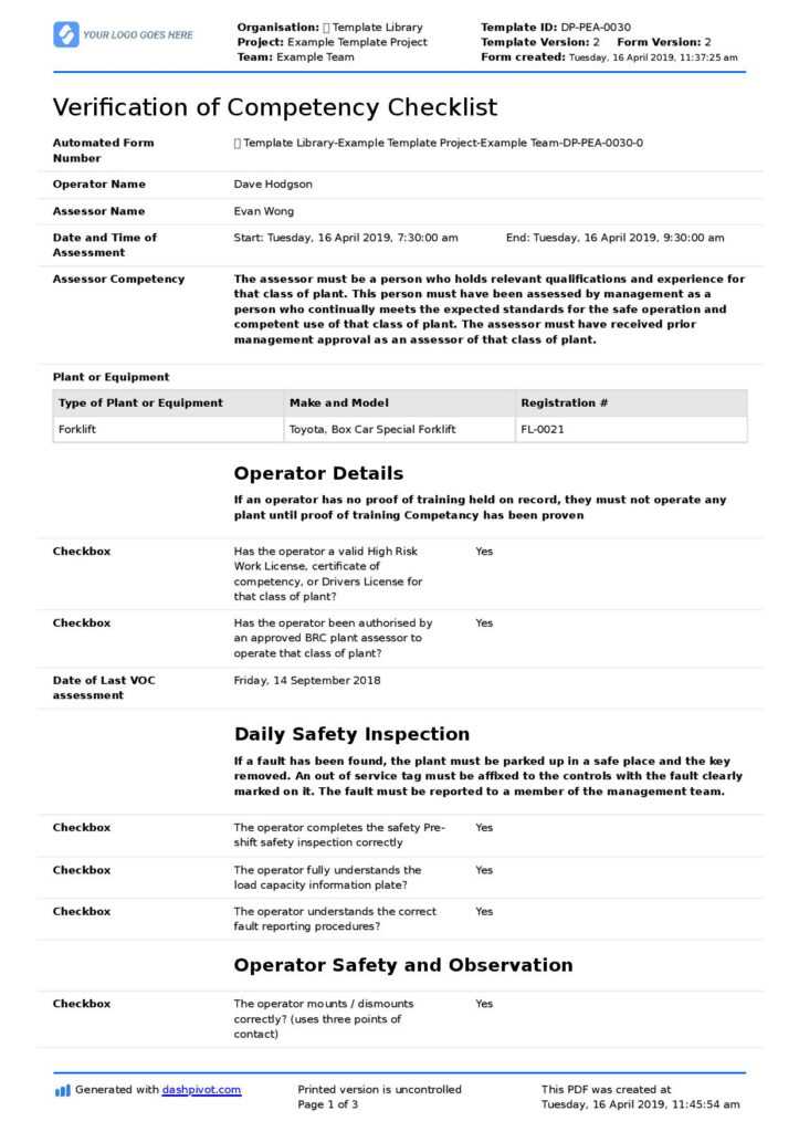 Verification Of Competency Template (Free And Editable Voc Form) inside ...
