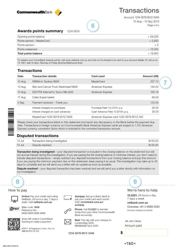 Your Guide To Statements – Commonwealth Bank intended for Credit Card ...